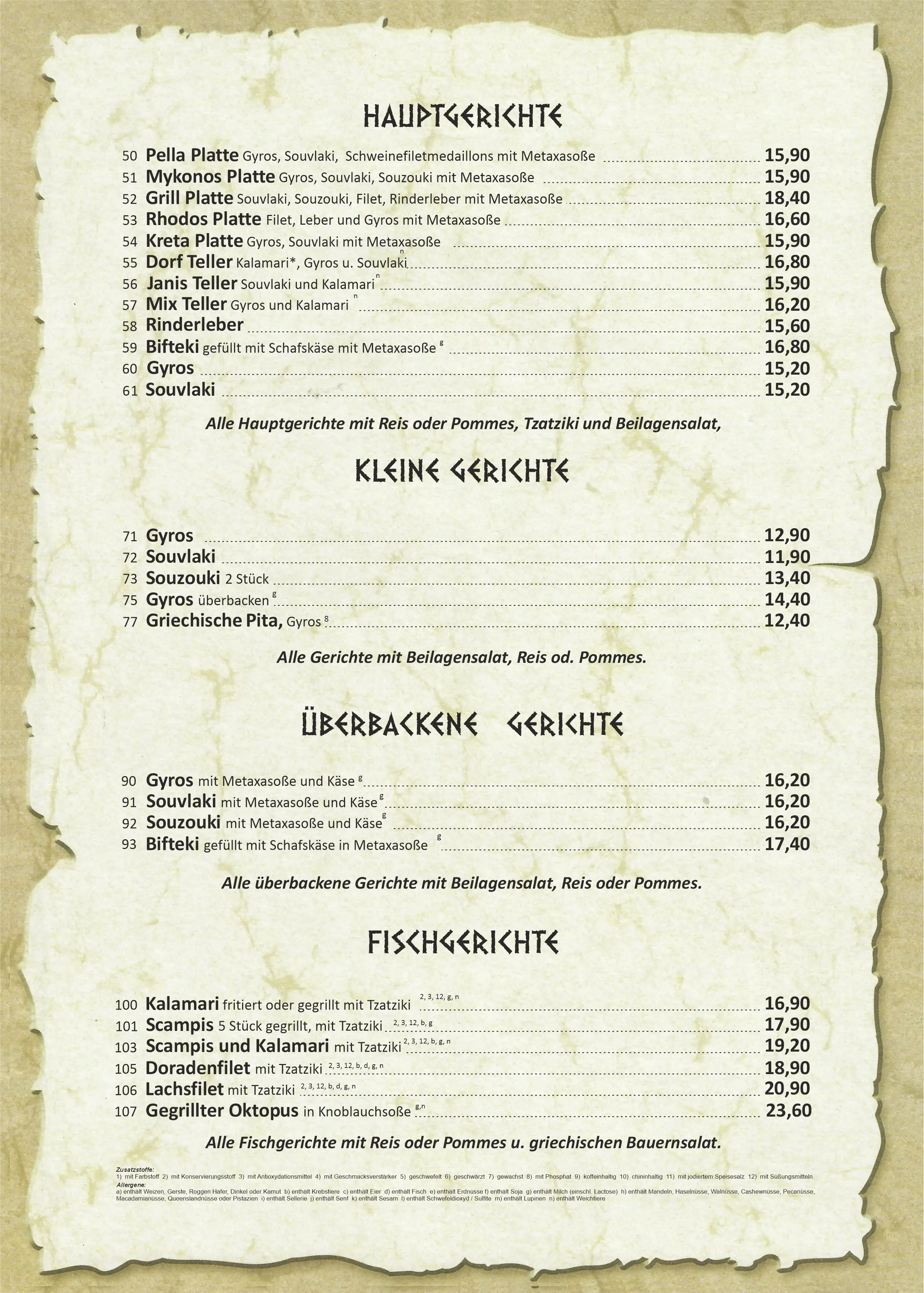 Speisekarte